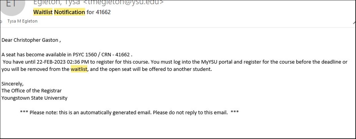 HOW-TO: Wait List a Course | YSU